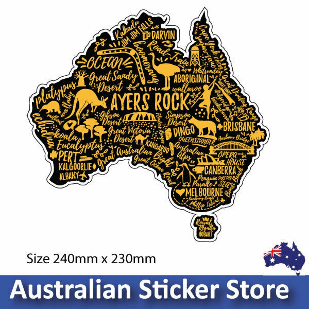 Australian Map Sticker With Words Motorhome Vehicle - Etsy