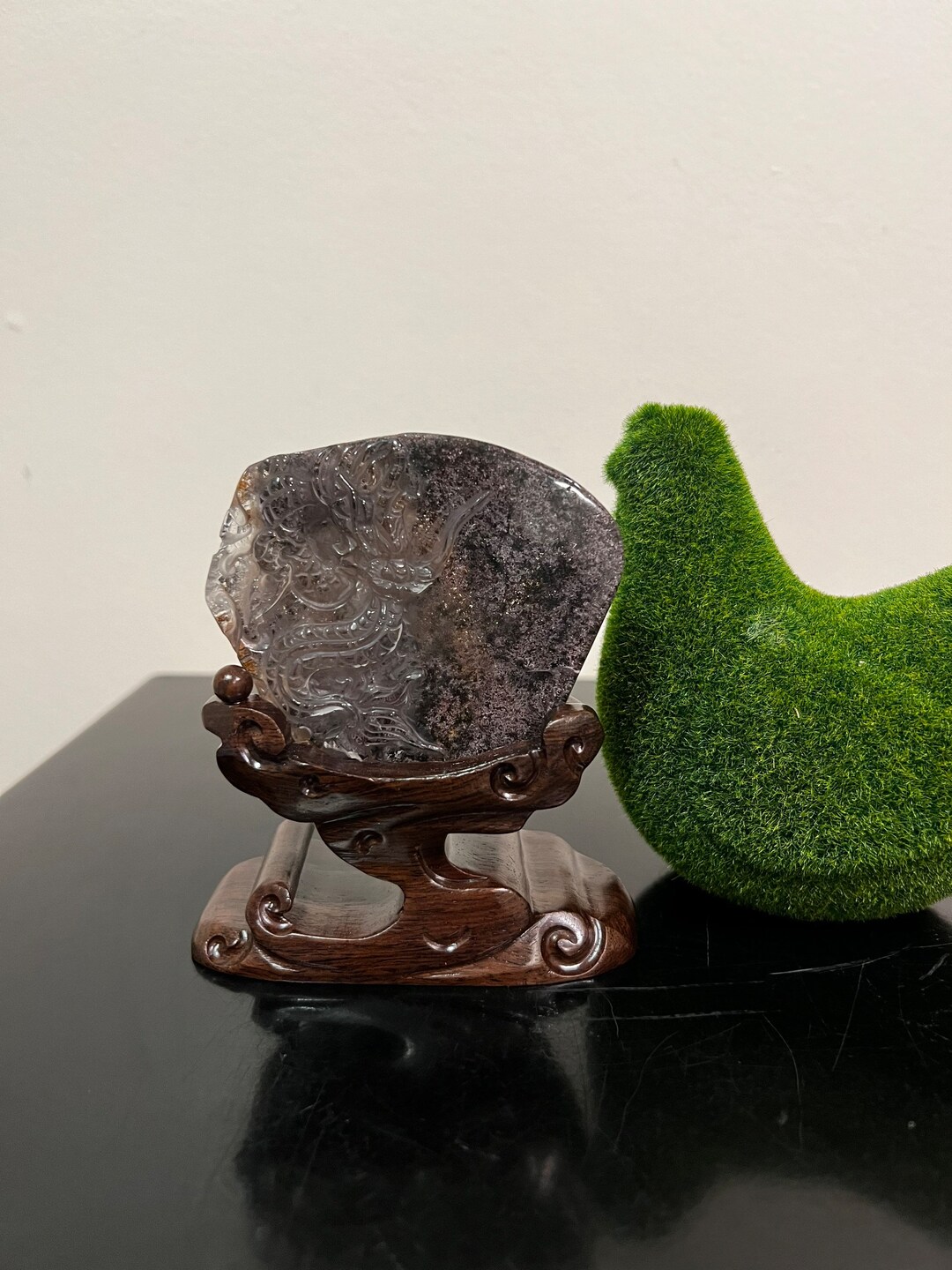 Garden Quartz Dragon Carving Free Form With Wooden Stand - Etsy