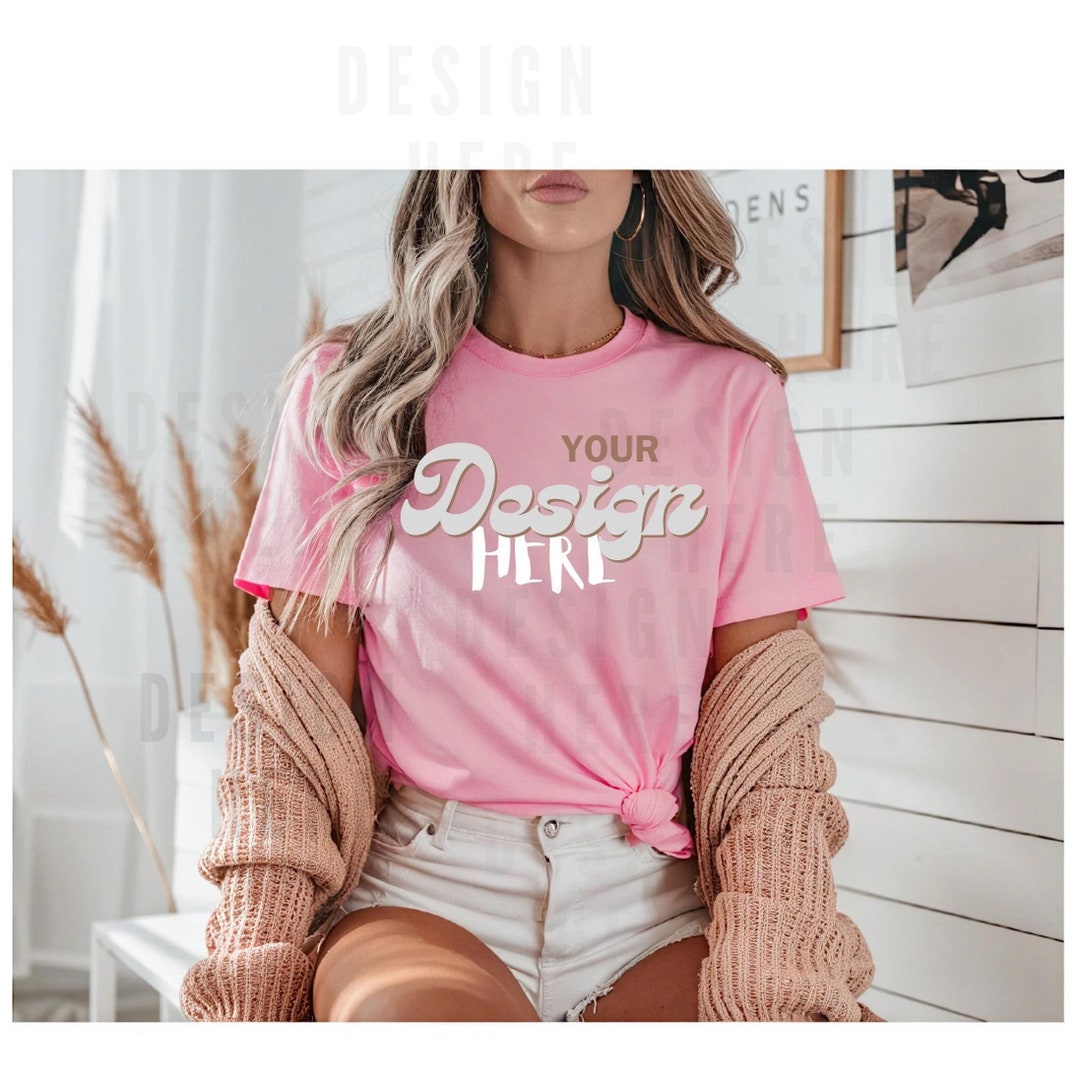 Light Pink Shirt Mockup BC3001 Light Pink Mockup Pink Tultex 202 Mockup ...