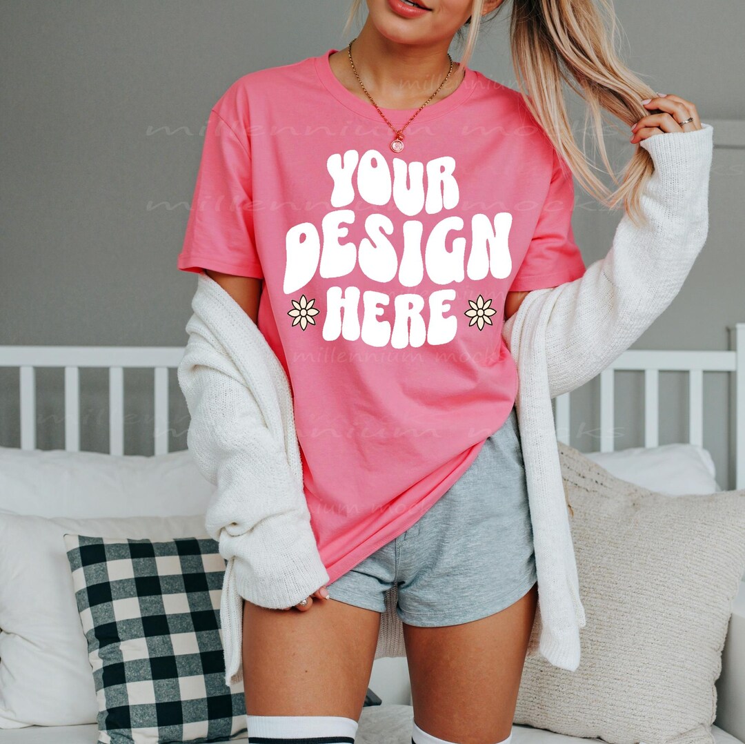 Charity Pink Mockup Tshirt Pink Mockup Tee Mockup Bella Canvas 3001 ...