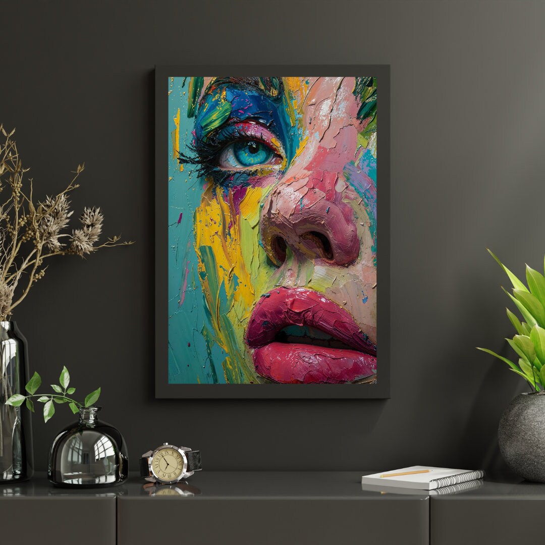 Portrait Modern Abstract Wall Art Print for Colorful Home Decor ...