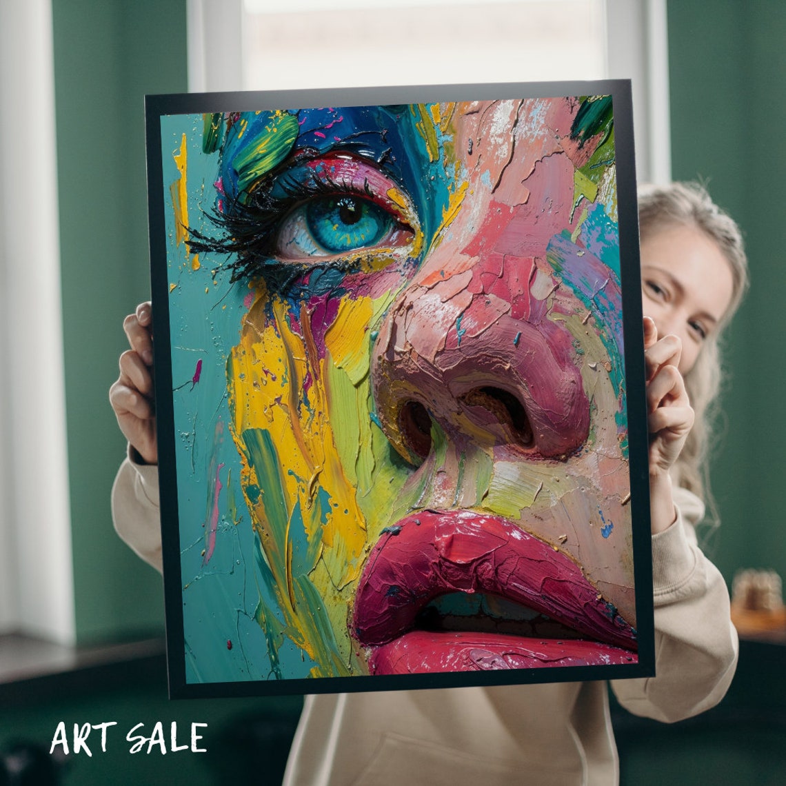Portrait Modern Abstract Wall Art Print for Colorful Home Decor ...