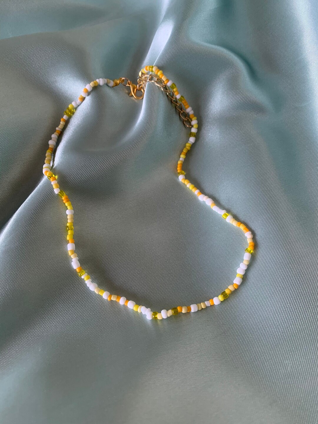 Yellow Beaded Necklace, Easter Necklace, Spring Necklace, Coquette ...