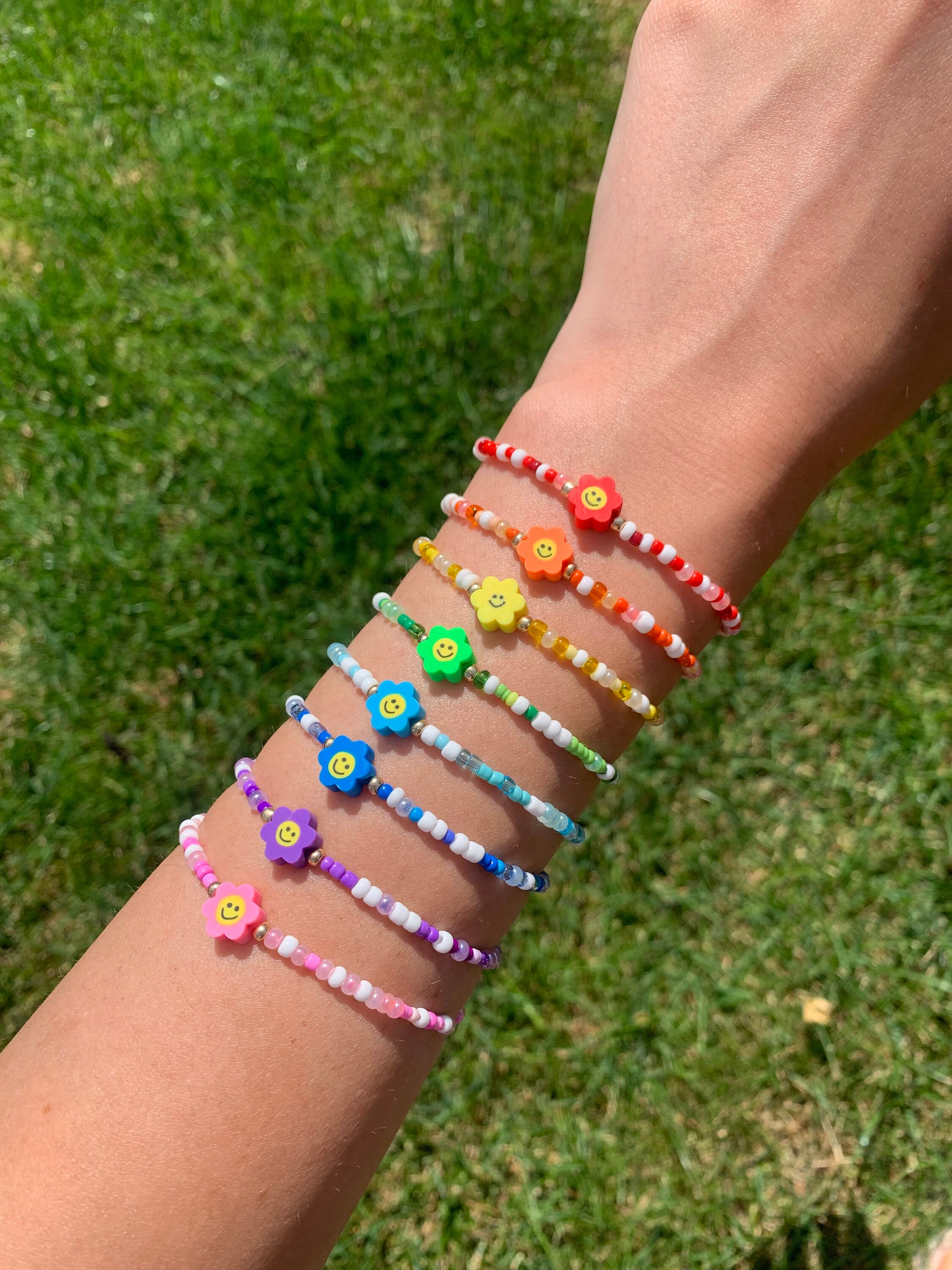 Inside Out Movie Inspired Beaded Bracelets, Smiley Emotions Jewelry ...