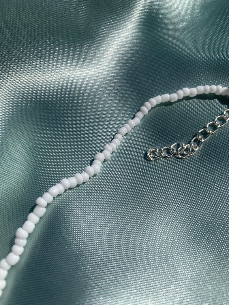 White Beaded Necklace, Pearl White Choker Necklace, Dainty Necklace ...