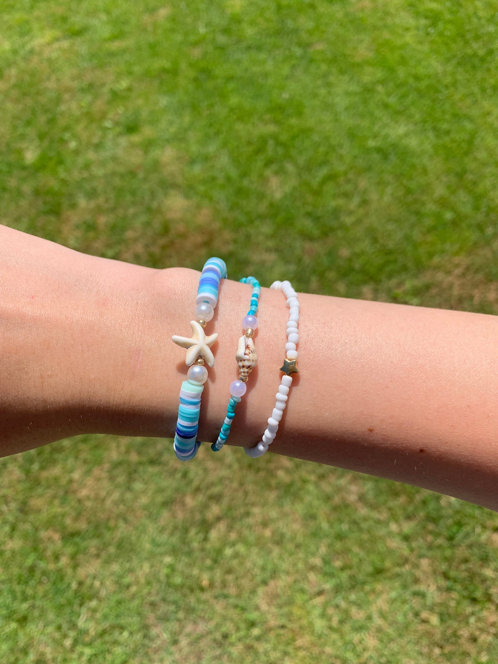 Ocean Bracelet Set, Beachy Bracelets, Bracelet Stack, Shell Bracelet ...