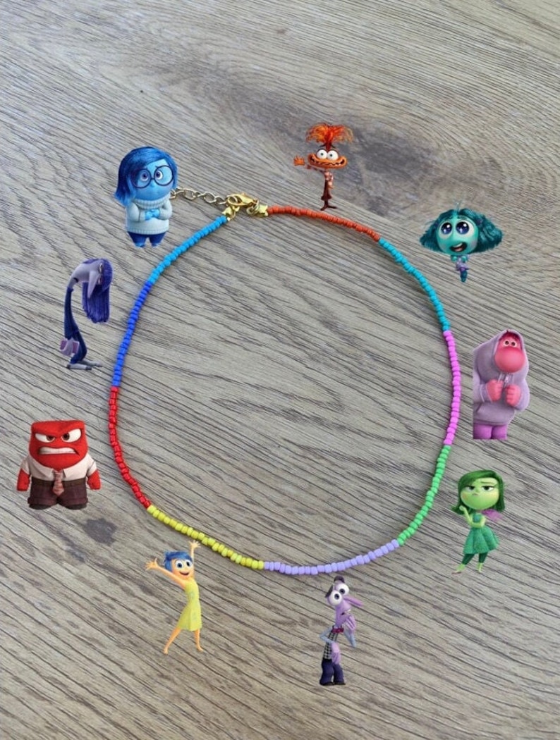 Inside Out 2 Emotions Beaded Necklace, Movie Inspired Jewelry, Joy ...