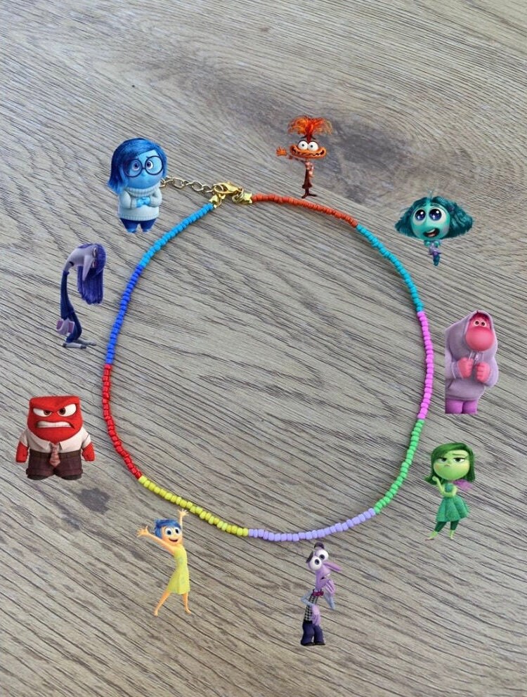 Inside Out 2 Emotions Beaded Necklace, Movie Inspired Jewelry, Joy ...