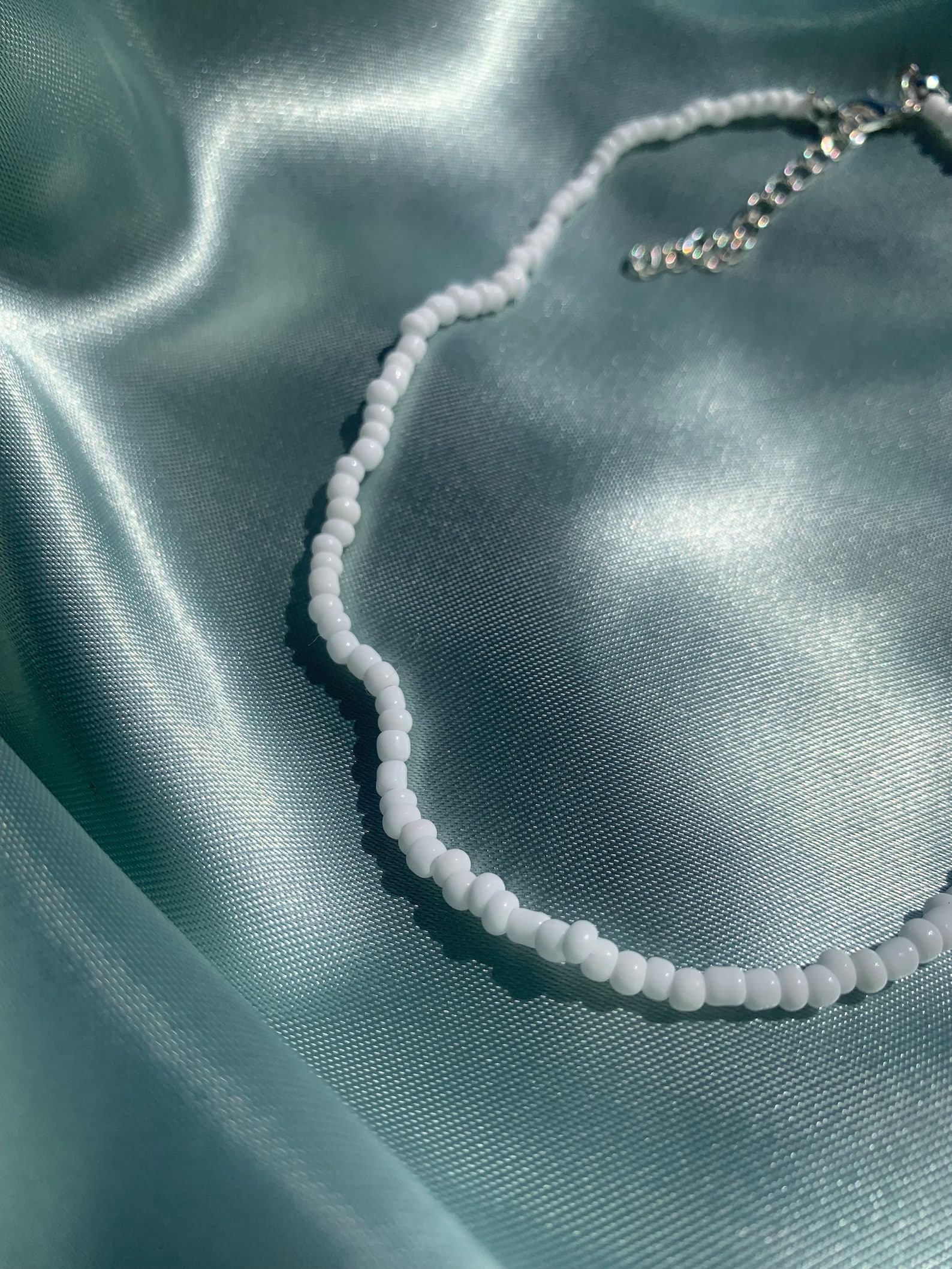 White Beaded Necklace, Pearl White Choker Necklace, Dainty Necklace ...