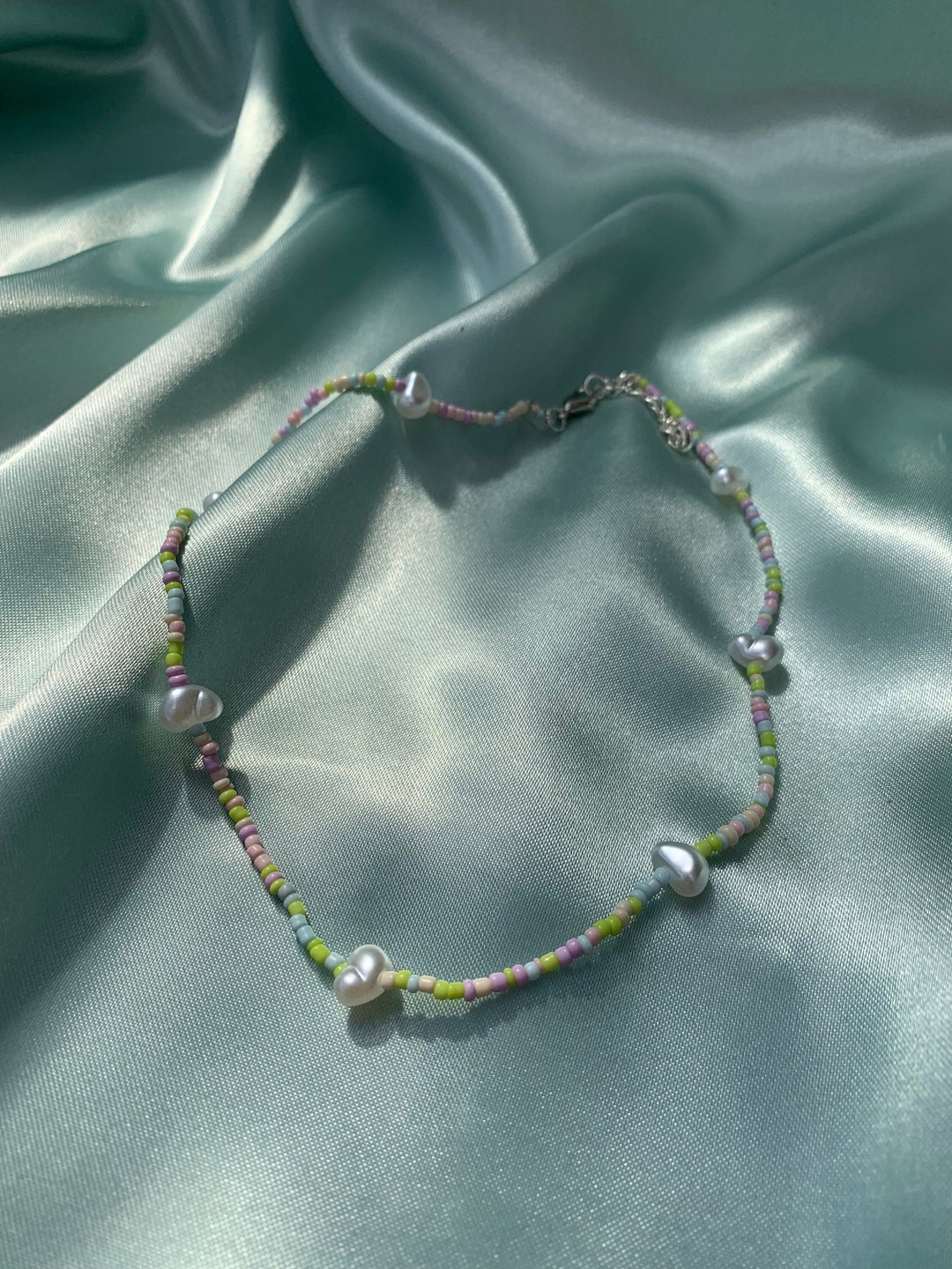 Pastel Pearl Necklace, Beaded Necklace, Pearl Necklace, Pastel, Kawaii ...