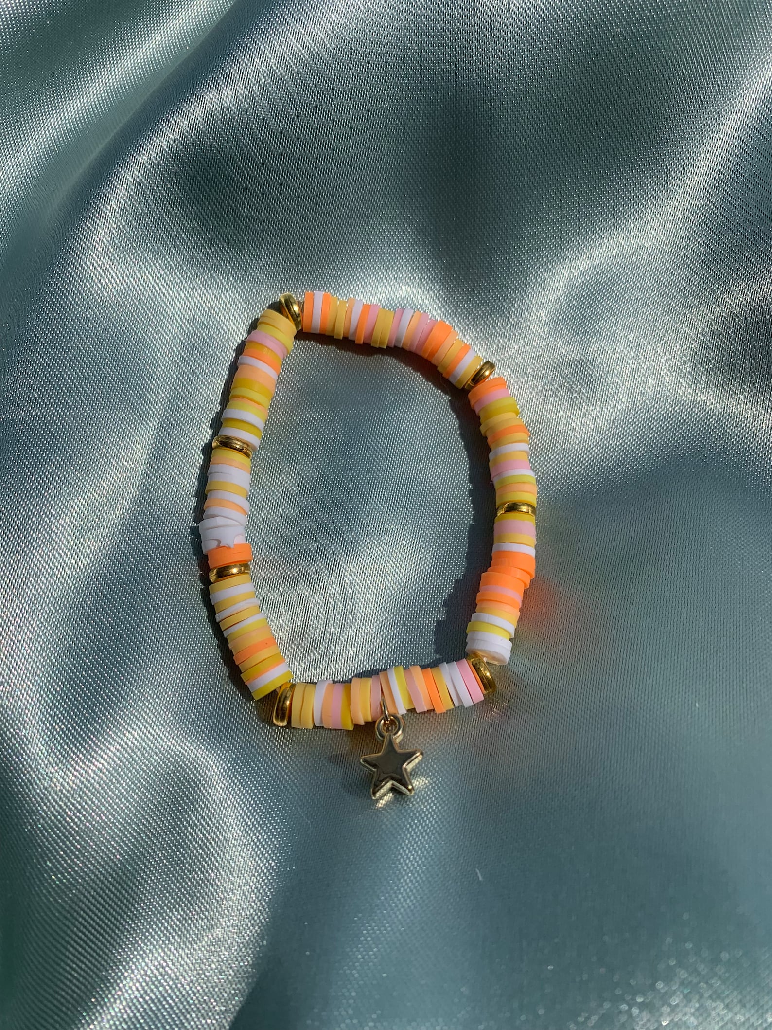 Orange Clay Beaded Bracelet, Yellow Clay Beaded Bracelet, Preppy ...