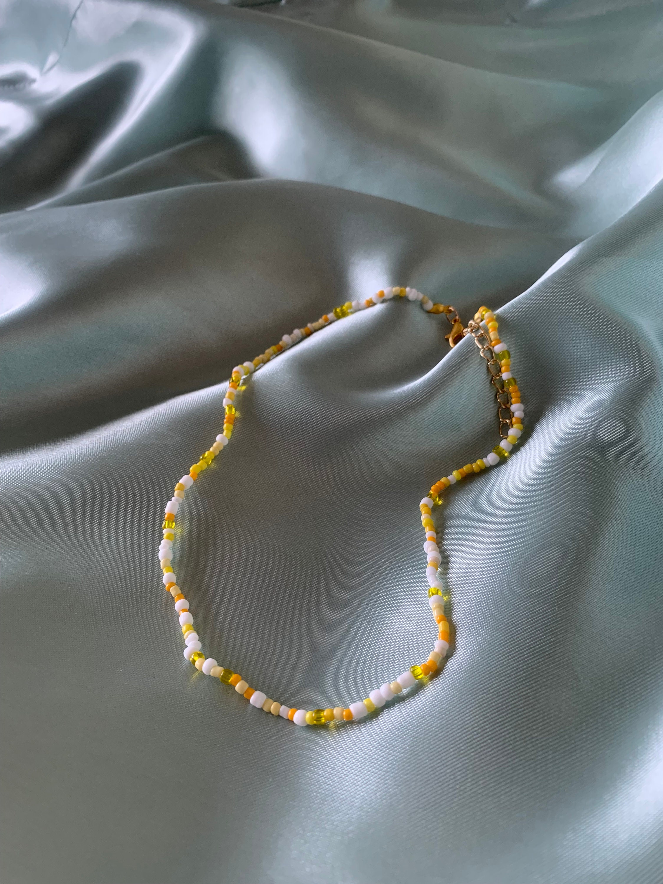 Yellow Beaded Necklace, Easter Necklace, Spring Necklace, Coquette ...