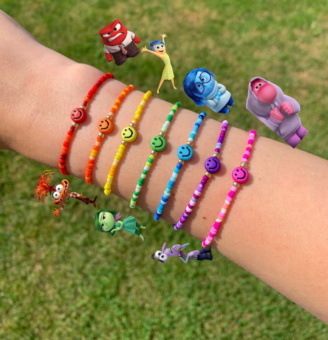 Inside Out Movie Beaded Bracelets Set, Character Inspired Jewelry ...