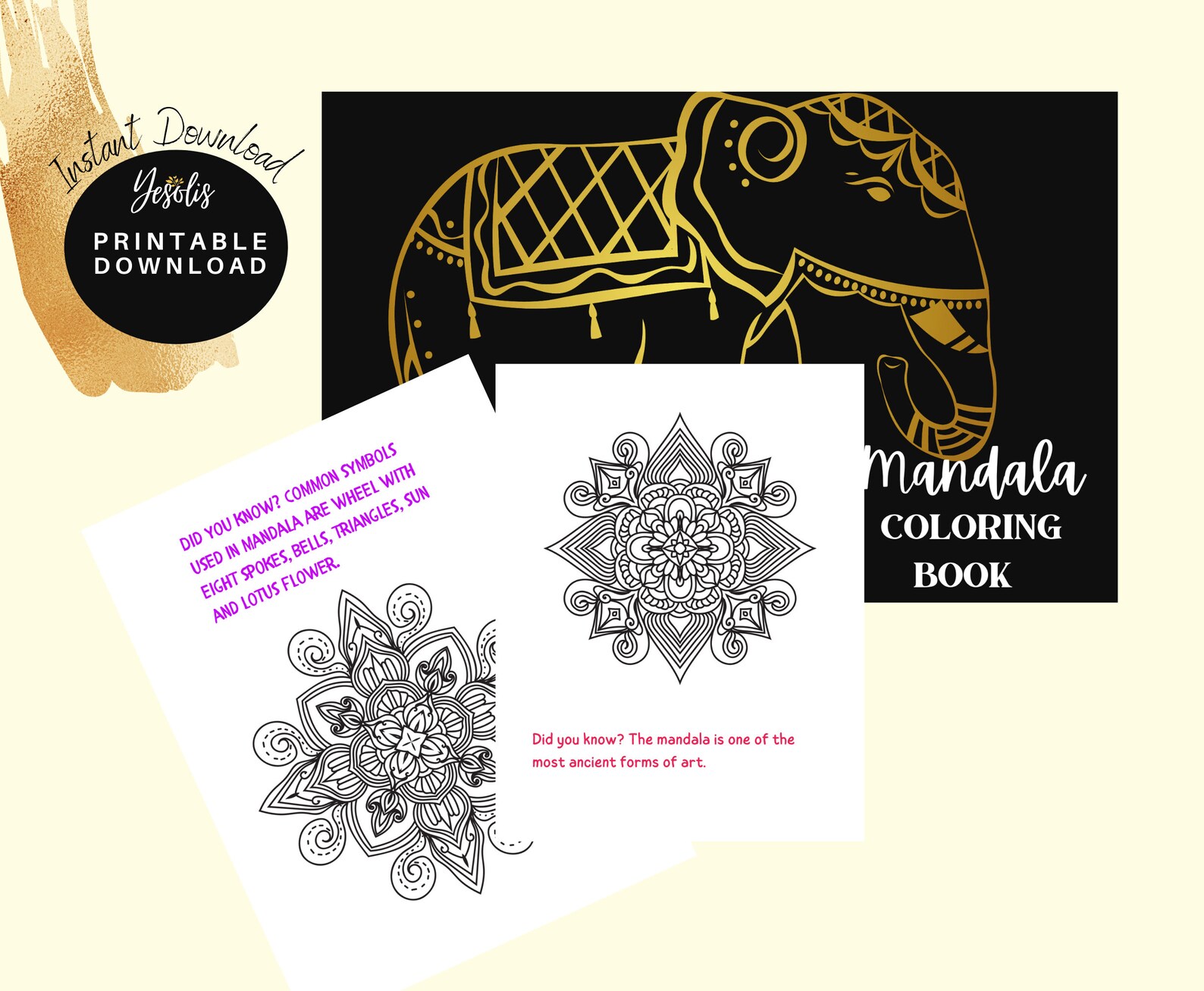 Mandala Coloring Book Printable Mandala Fun Facts Coloring - Etsy Canada