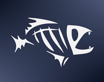 Skeletal Fish Die Cut Vinyl Decal for Car, Truck, Boat, Laptop, Window ...
