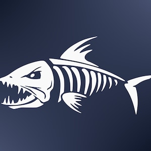 Skeletal Fish Die Cut Vinyl Decal for Car, Truck, Boat, Laptop, Window ...