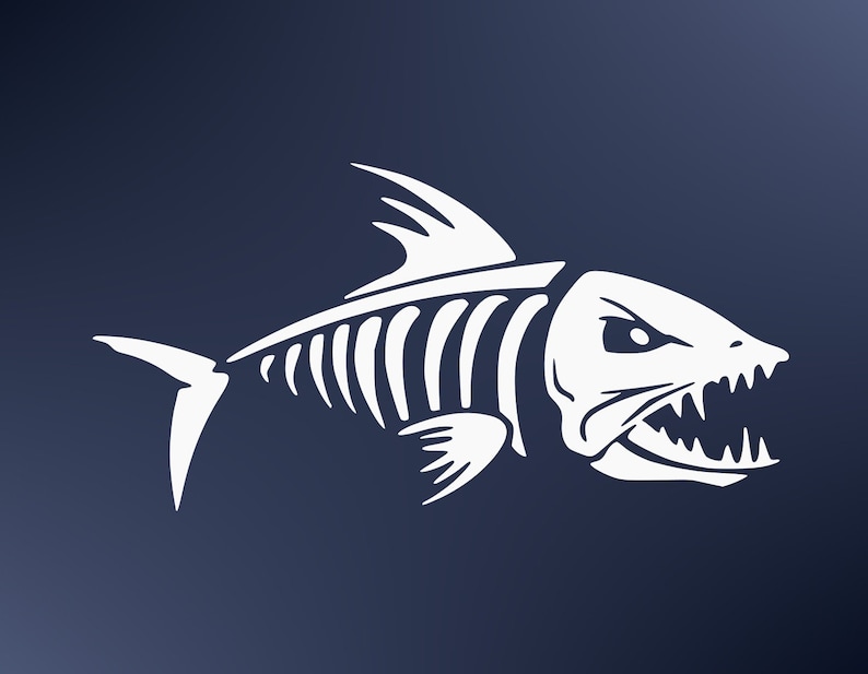 Skeletal Fish Die Cut Vinyl Decal for Car, Truck, Boat, Laptop, Window ...