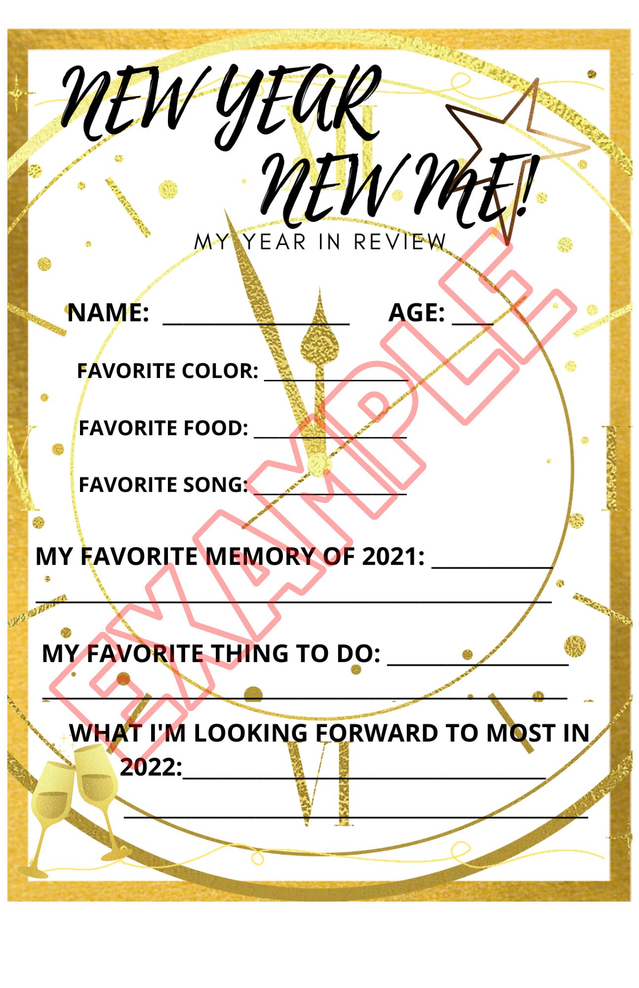 New Year 2022 Printable's Activity Pack New Year Games | Etsy