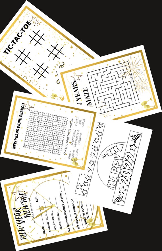 New Year 2022 Printable's Activity Pack New Year Games | Etsy