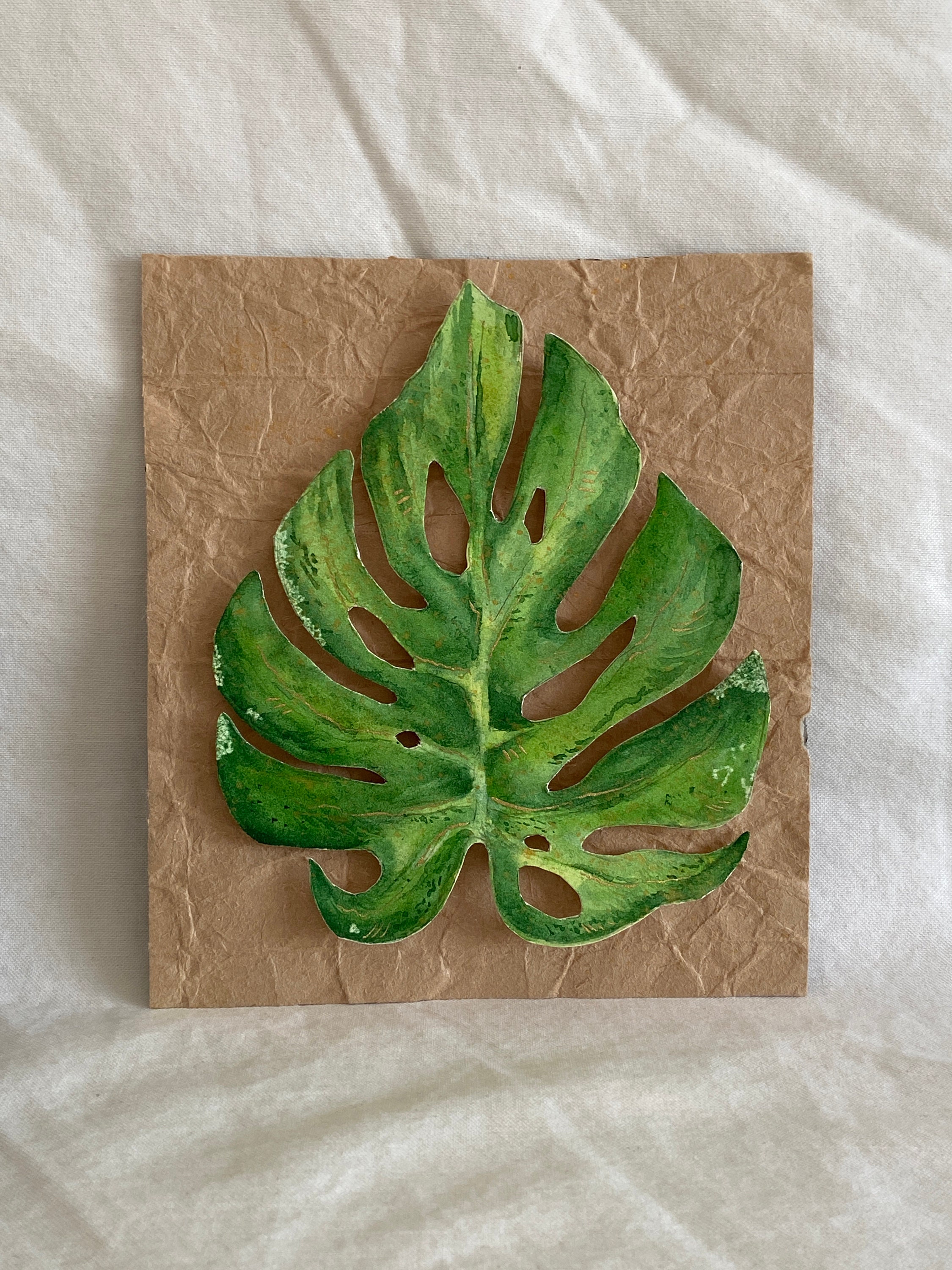 Original 3D Monstera Leaf Watercolor A5 14.8 Cm X 21 Cm - Etsy