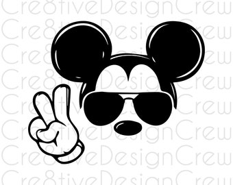 Mickey Peace Sign Svg, Mickey Glasses Svg, Mickey Mouse Peace Svg ...