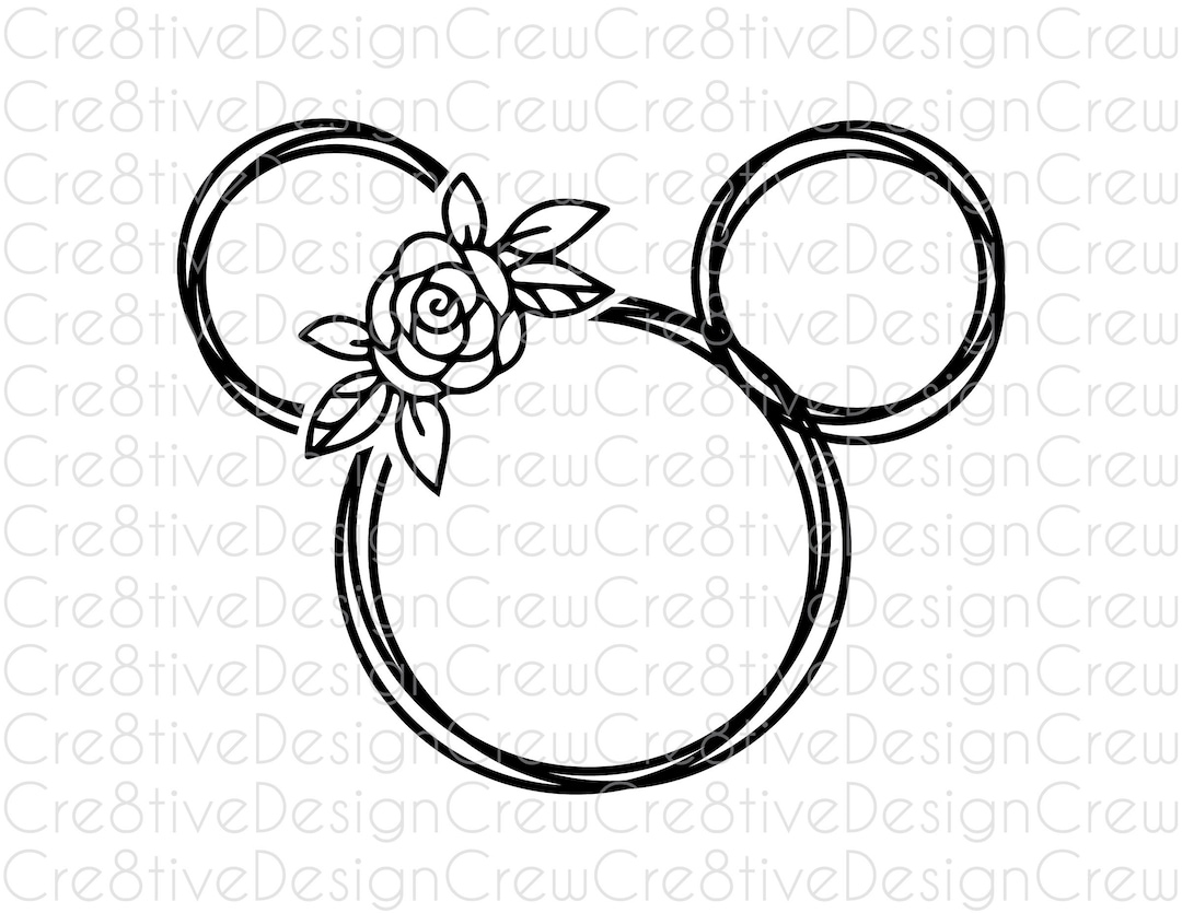 Mickey Floral SVG, Mickey SVG, Flowers, Silhouette, Cricut, Cut File ...
