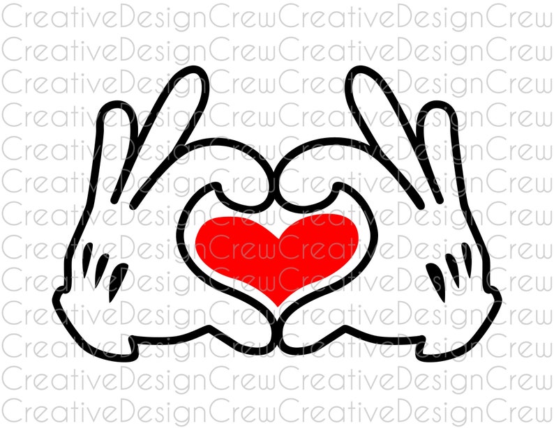 Mickey Heart Hands SVG Mickey Valentine SVG Valentines Day - Etsy