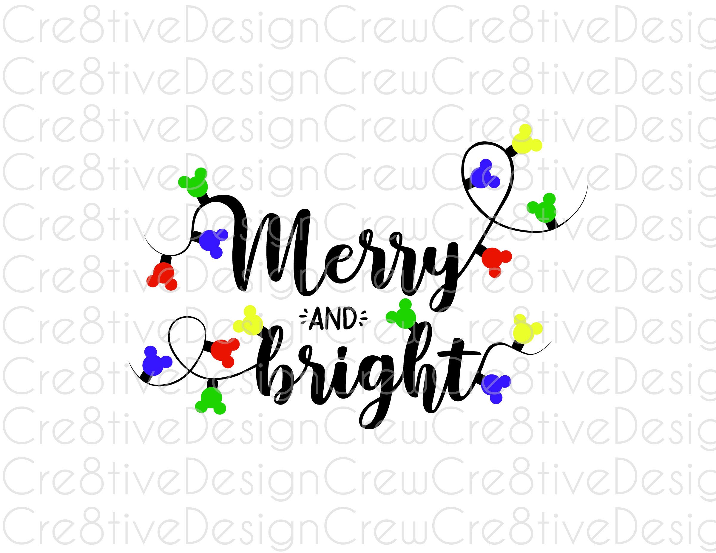 Merry and Bright SVG Mickey Christmas SVG Mickey Holiday - Etsy