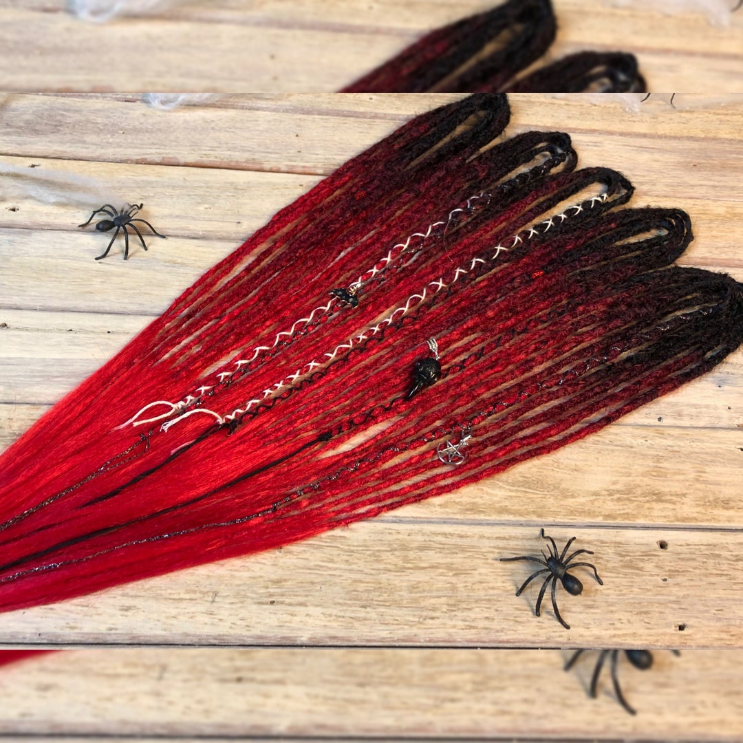 Ready to Ship - Halloween Themed Partial Head of Black to Red Dreads ...