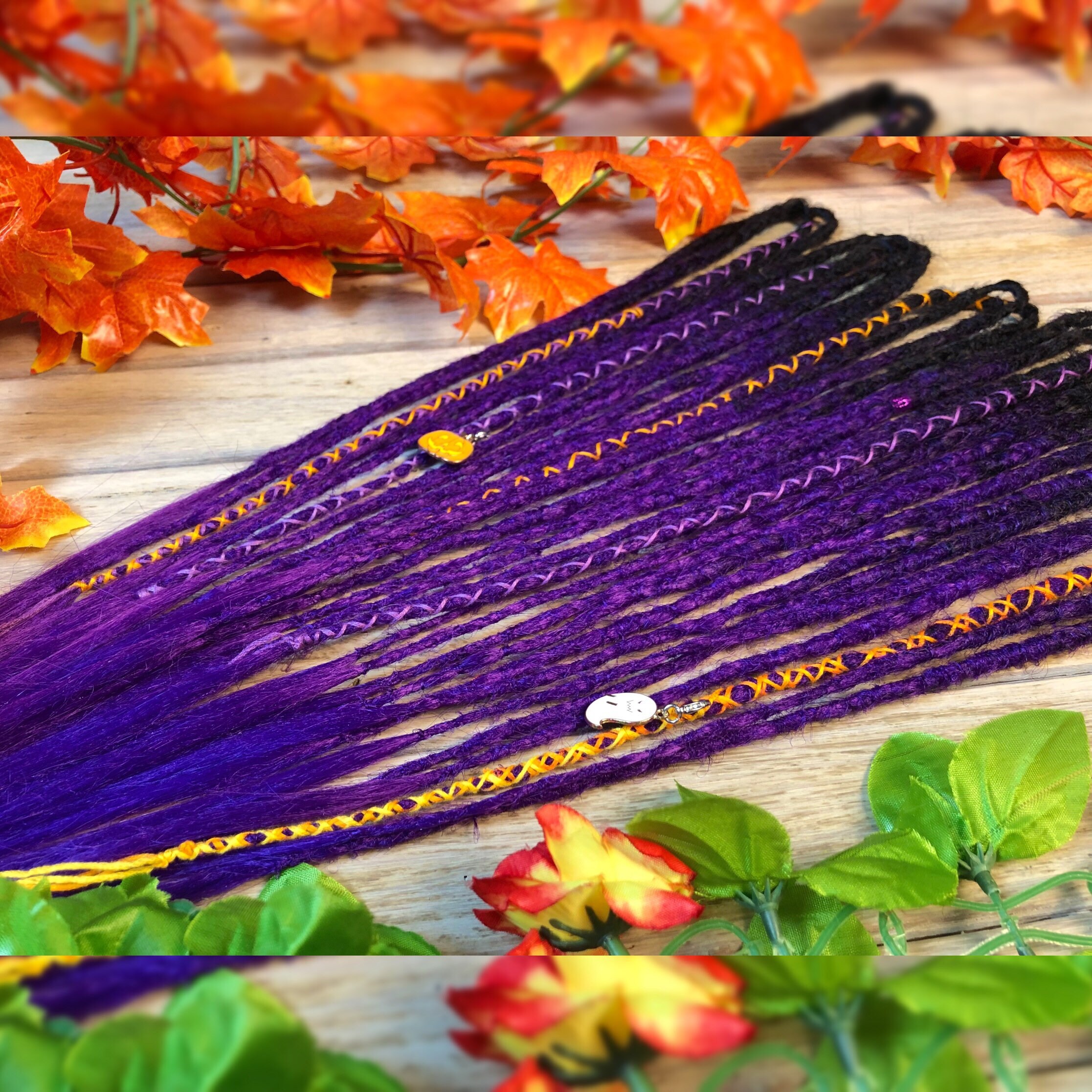 Ready to Ship - Halloween Themed Partial Head of Black to Purple Dreads ...