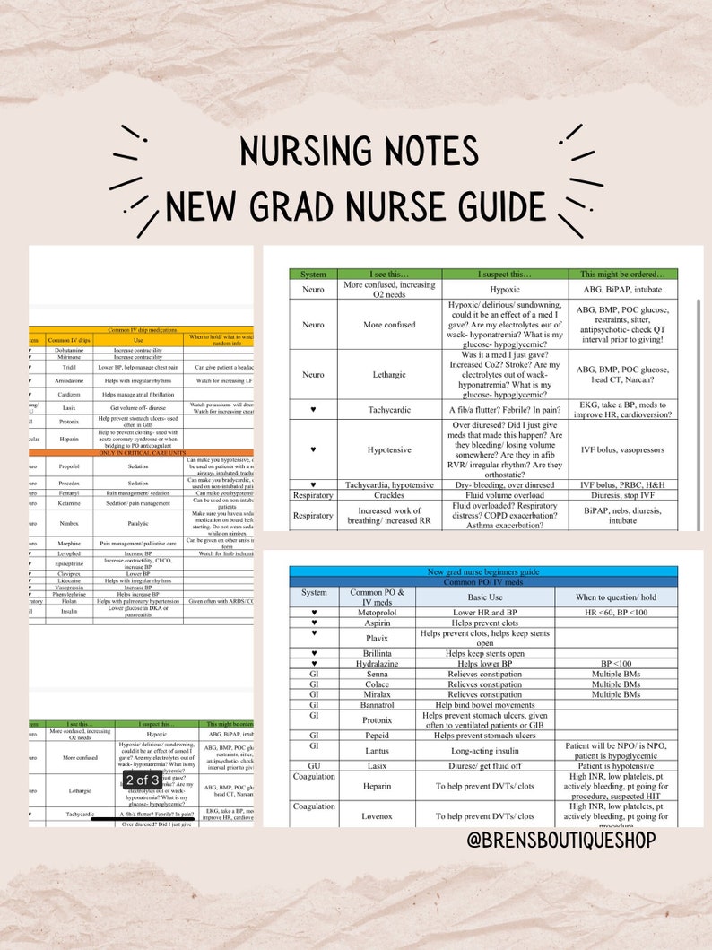 Nursing Notes- New Grad Nurse Guide - Etsy