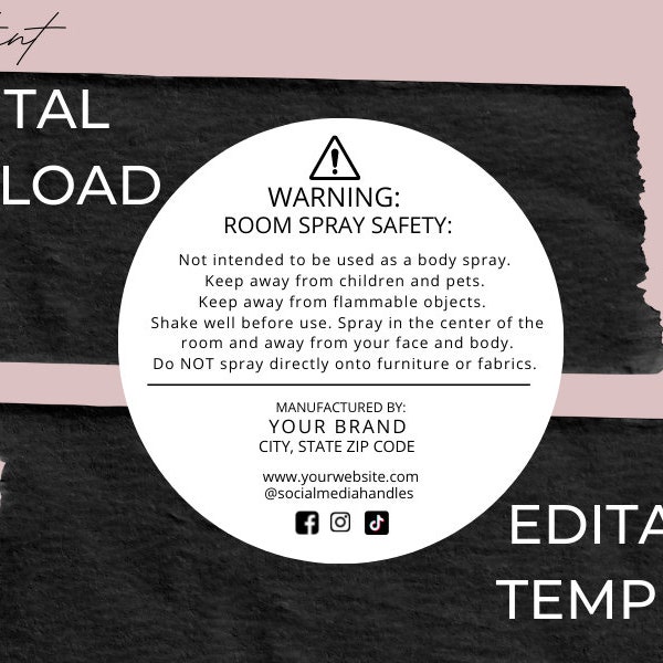 Room Spray Label Template - Etsy