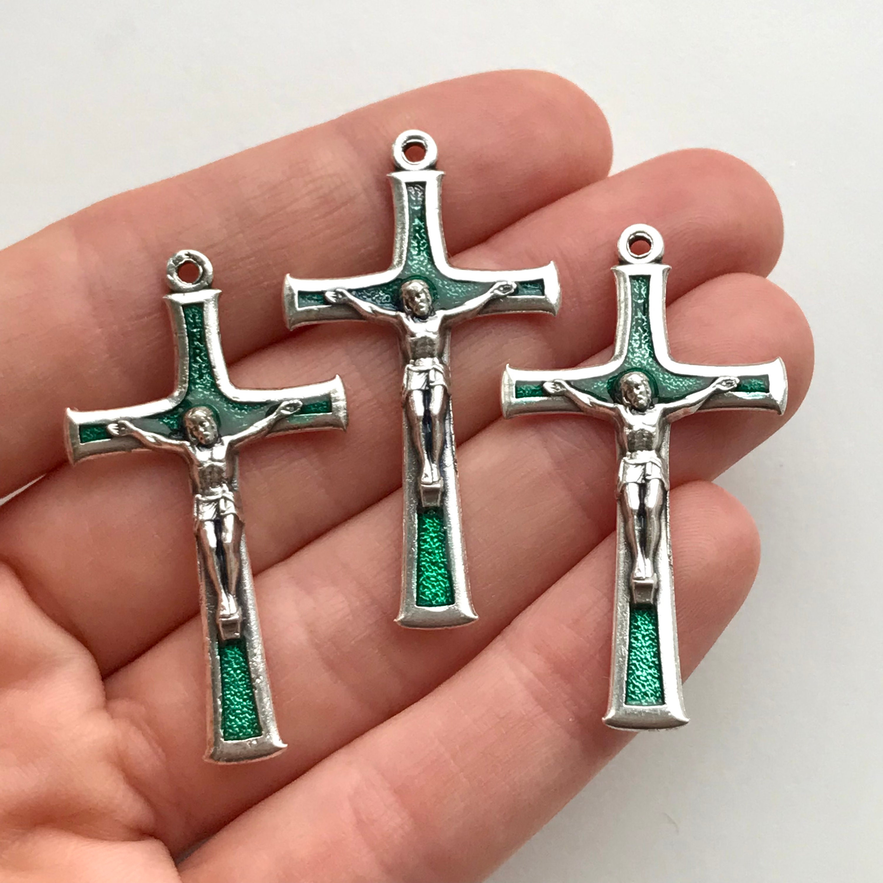 Set of 3 Catholic Crucifixes. Crucifix Lot. Rosary Making Supplies ...