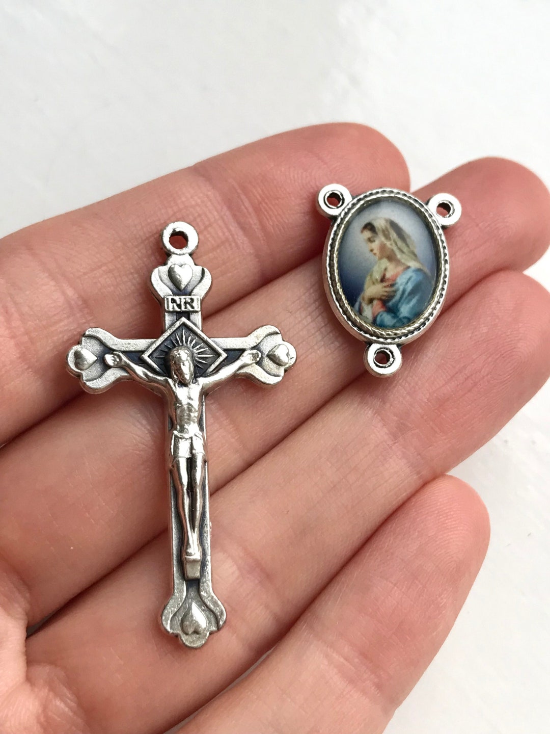 Rosary Set. Crucifix With Hearts. Rosary Making Supplies. Rosary Sets ...