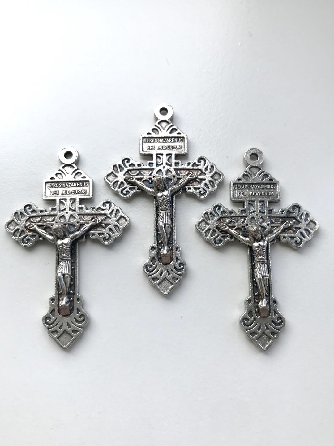 Set of 3 Catholic Crucifixes. Crucifix Lot. Rosary Making Supplies ...