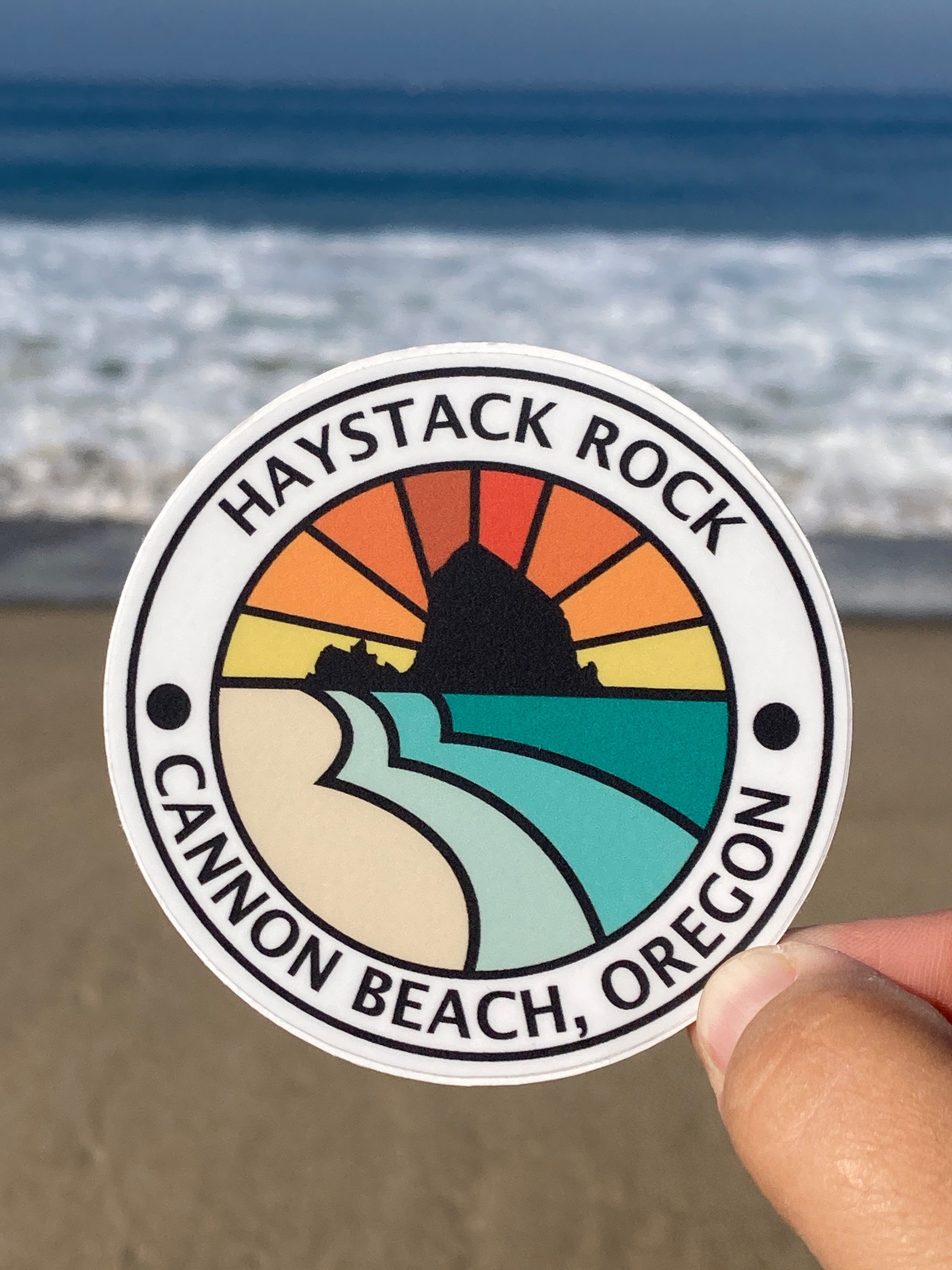 Haystack Rock Cannon Beach Sunset Waterproof UV Protected Sticker - Etsy