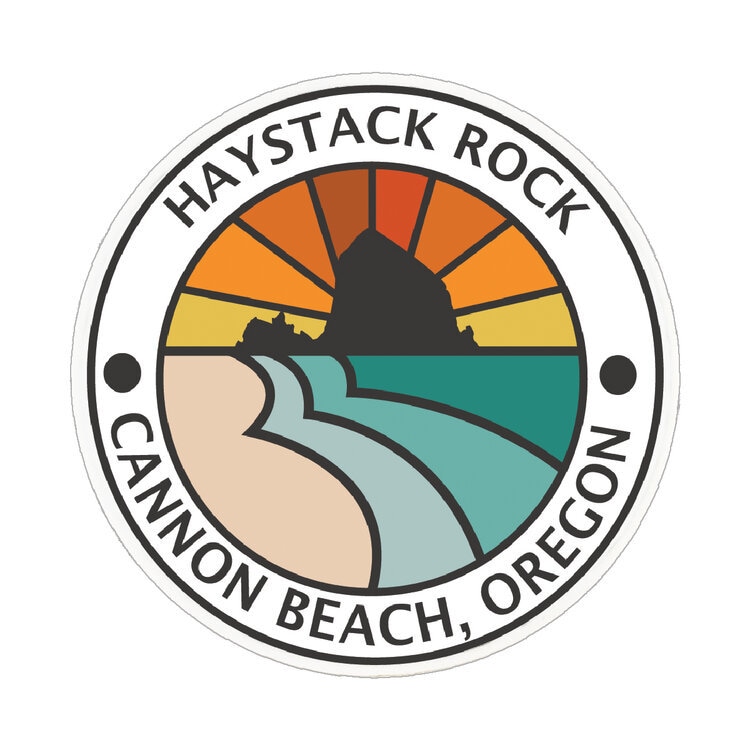 Haystack Rock Cannon Beach Sunset Waterproof UV Protected Sticker - Etsy