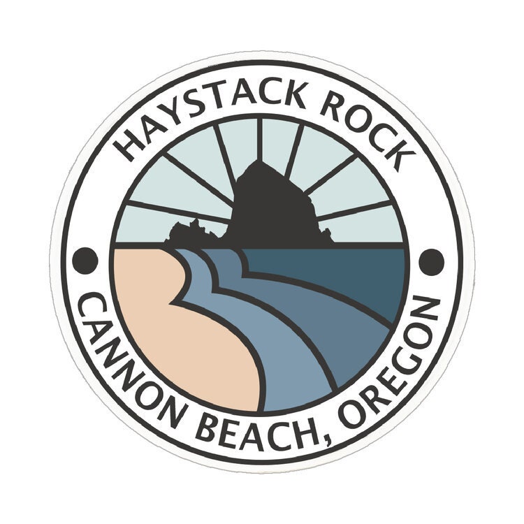 Haystack Rock Cannon Beach Sunset Waterproof UV Protected Sticker - Etsy