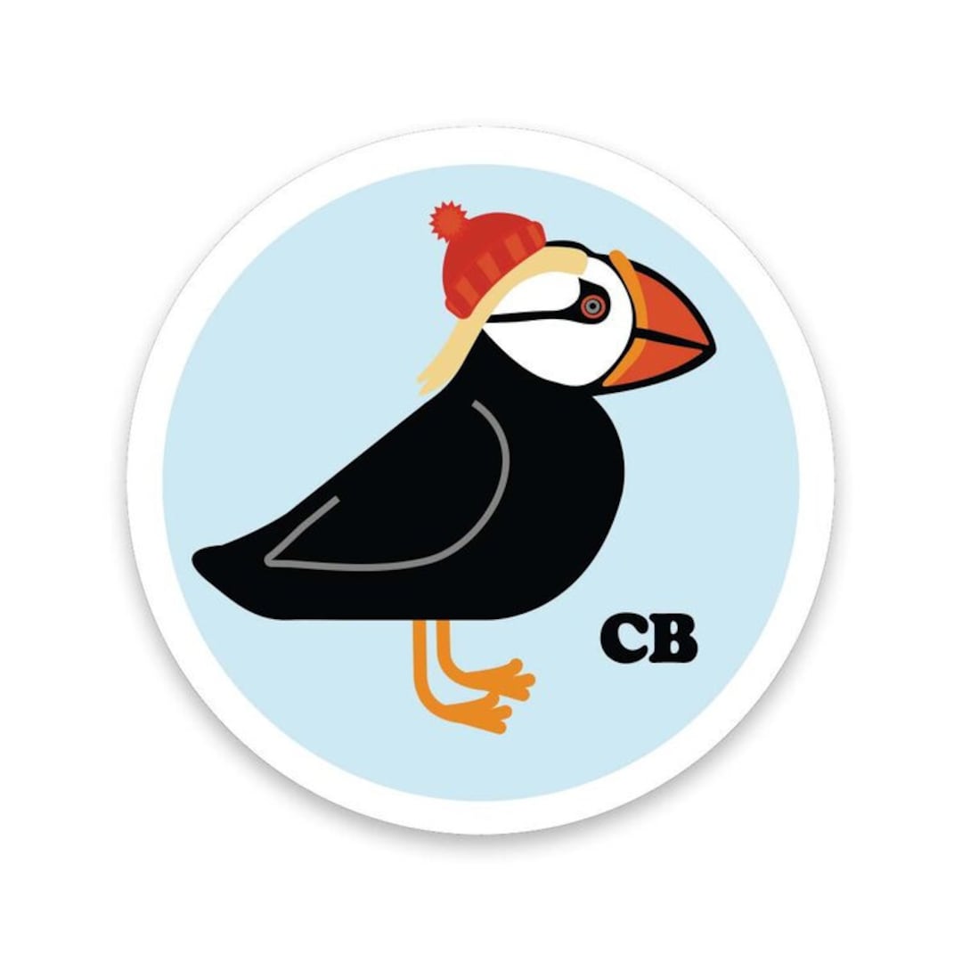 Cannon Beach Tufted Puffin Hipster- Waterproof + UV Protected Sticker ...