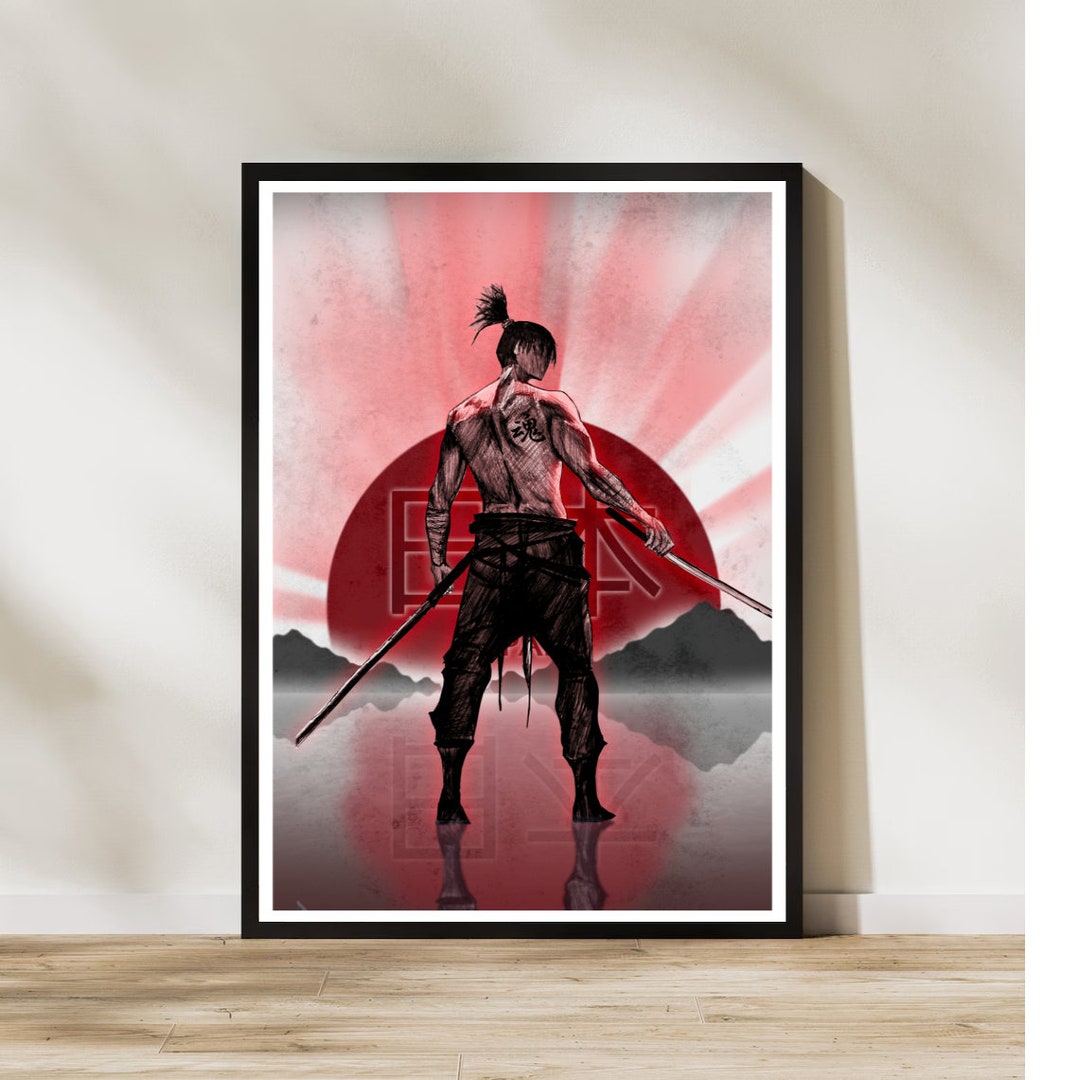 Japanese Rising Sun Poster - Handmade & Digital Compositon at A3-4 - Etsy