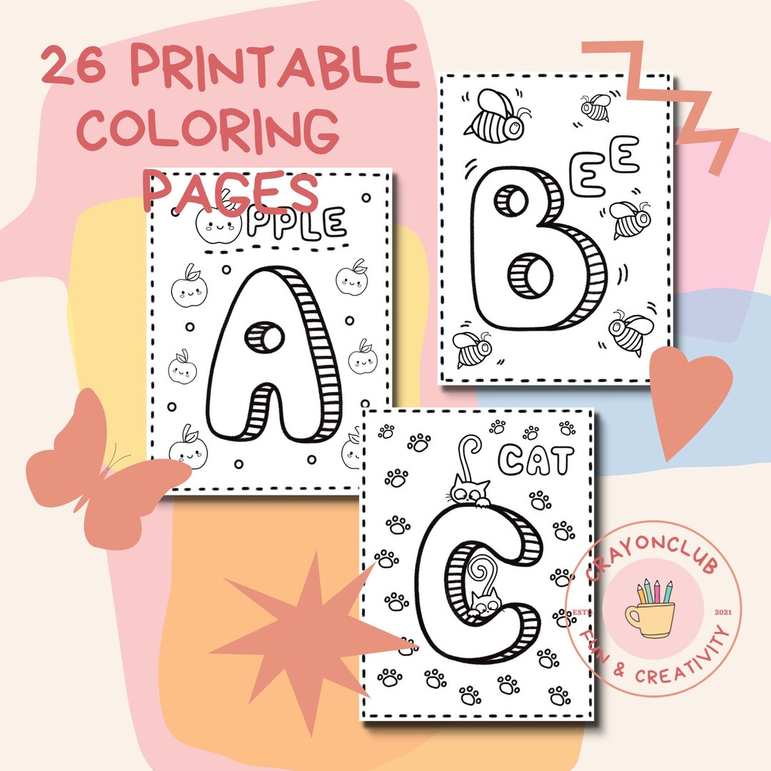 ABC Alphabet Coloring Pages Preschool Activity Kindergarten - Etsy