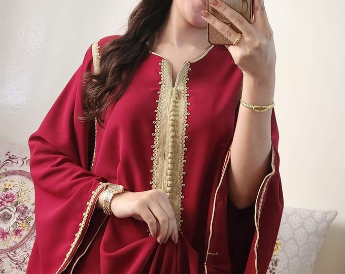 Moroccan Red Caftan for Women - Etsy
