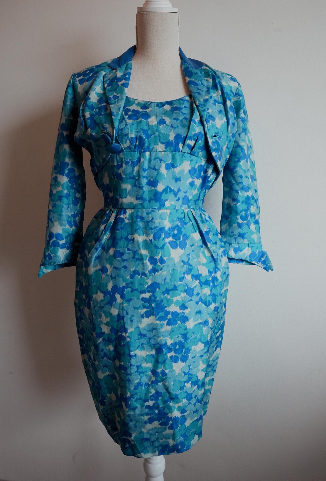 1950s Vintage Blauwe Twee-delige Jurk Van Mam'selle | Betty Carol ...