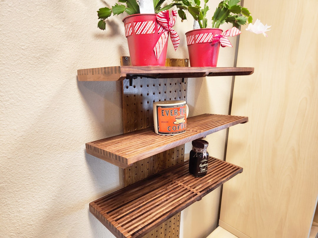 Hardwood Open Slat Shelf Décor for Kitchen Dining Family Bedroom ...