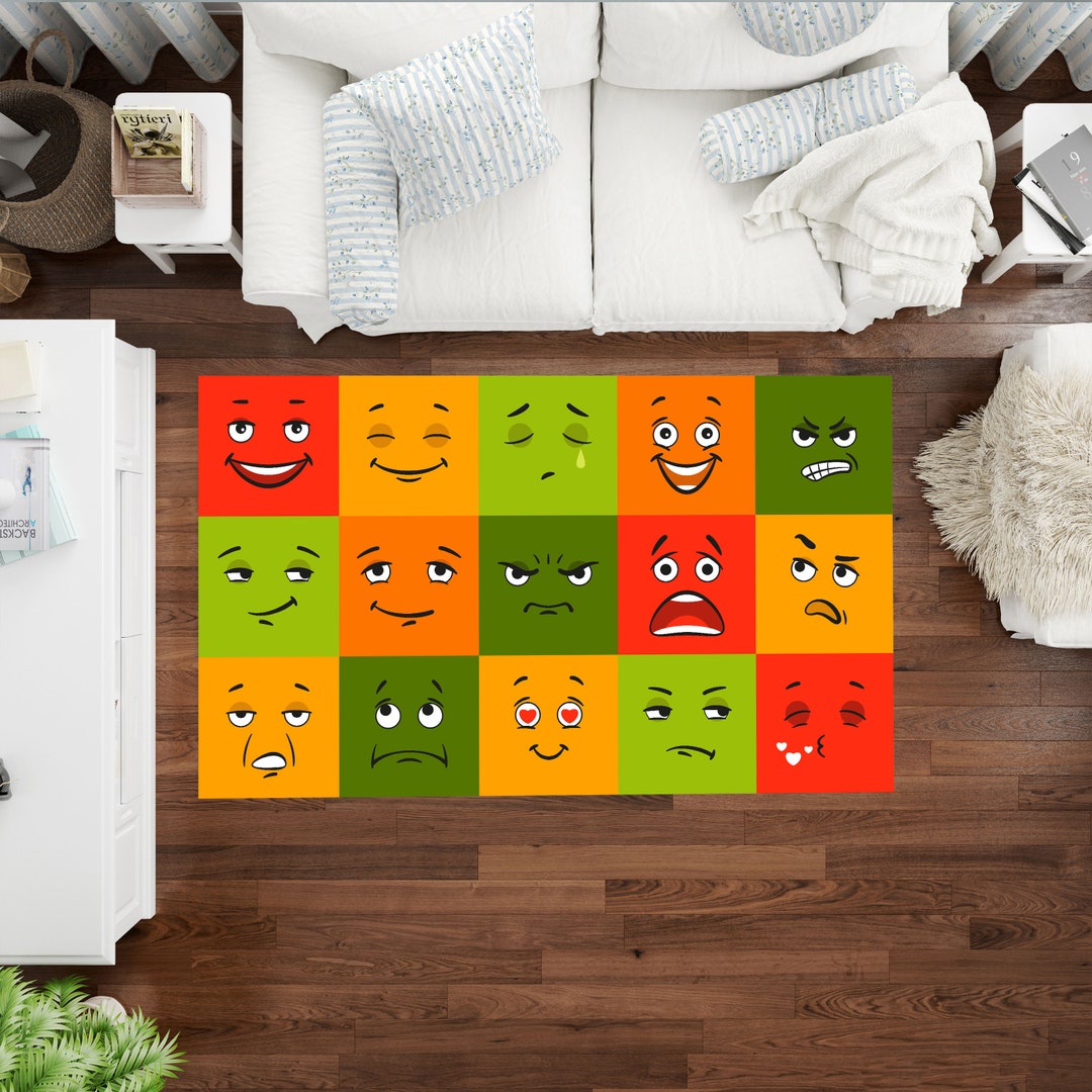 Emoji Patterned Rug Emoji Print Rug Cute Rug Funny Rug - Etsy
