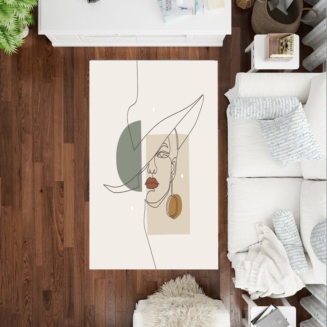 Modern Abstract Face Portrait Rug Minimalist Abstract Rug - Etsy