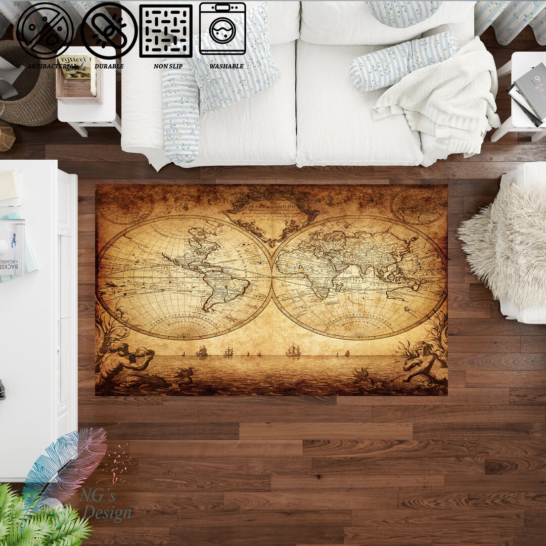 Historic World Map, World Map Rug, Nova Delineatio Totius Orbis ...