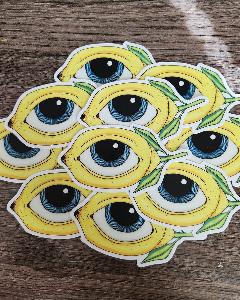 Trippy Lemon Eye Vinyl Sticker - Etsy