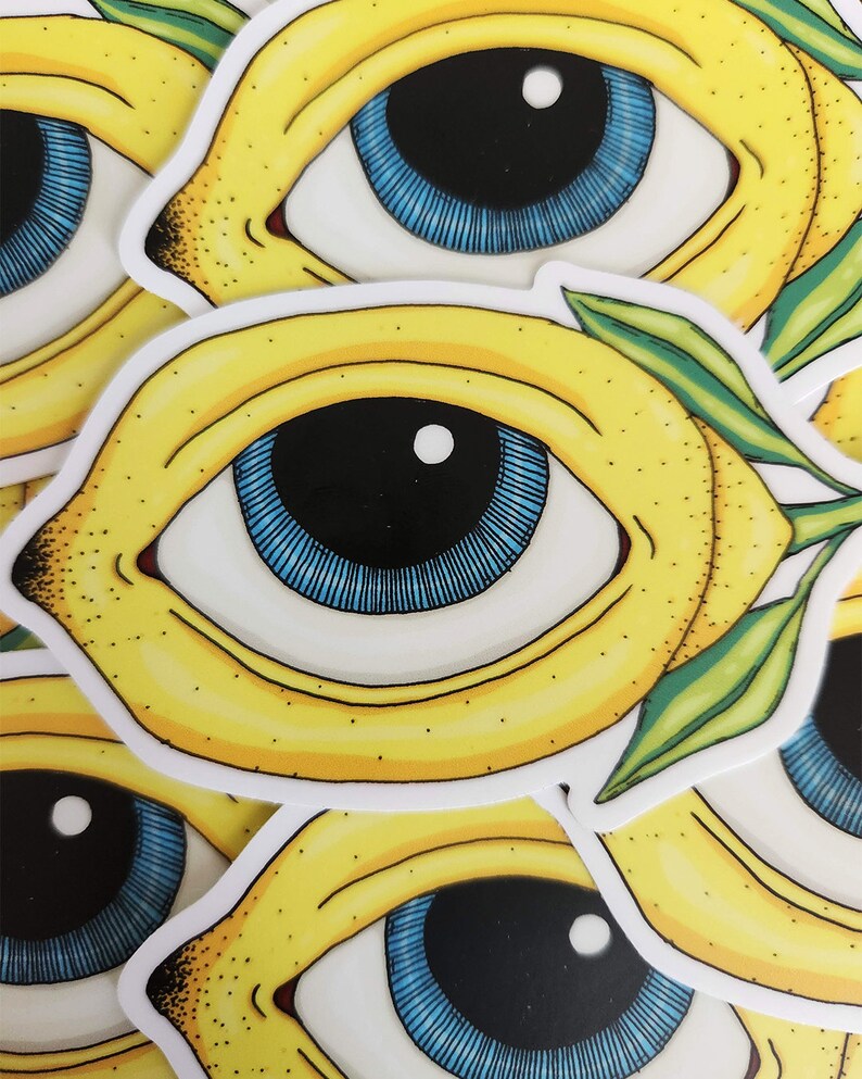 Trippy Lemon Eye Vinyl Sticker - Etsy