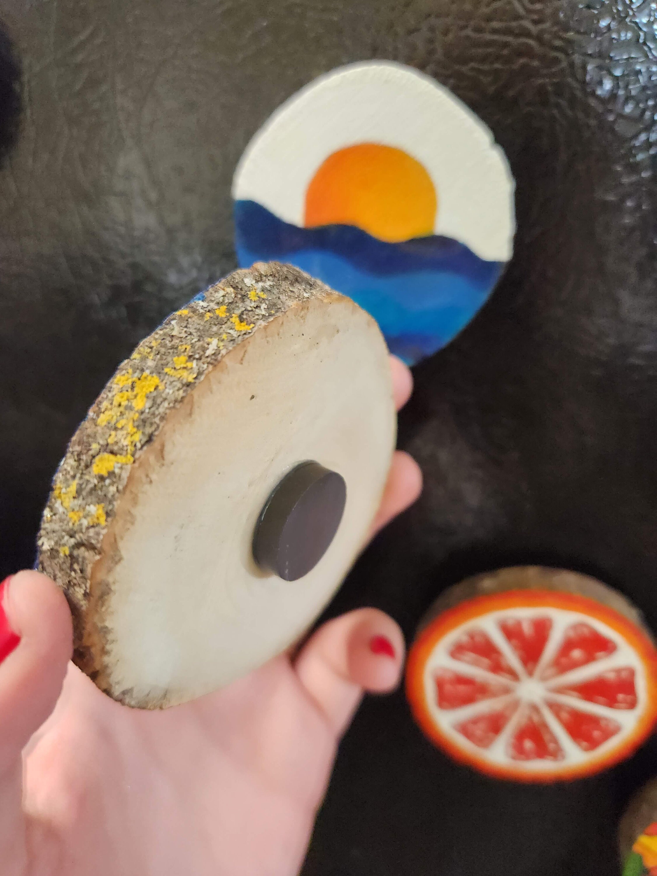 Hand-painted Wooden Circle Magnets - Etsy